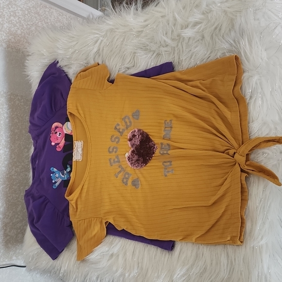 btween | Shirts & Tops | Big Girls Mustard Yellow And Purple Top Set ...